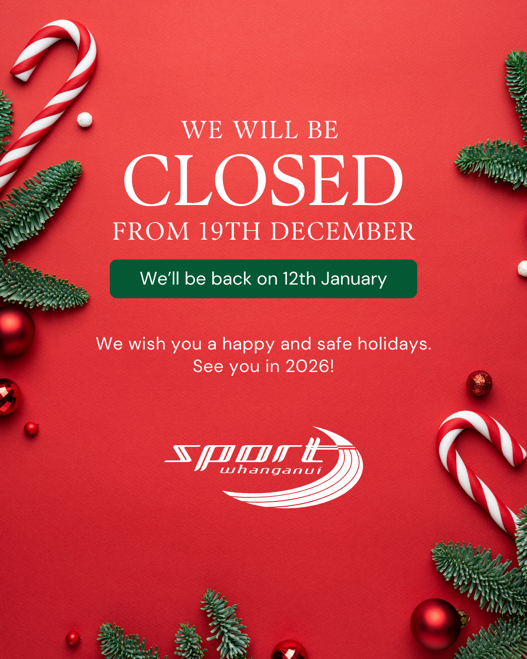 Christmas closing dates - Sport Whanganui
